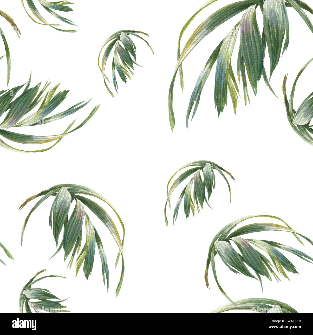 Watercolor illustration of leaf, seamless pattern on white background ...