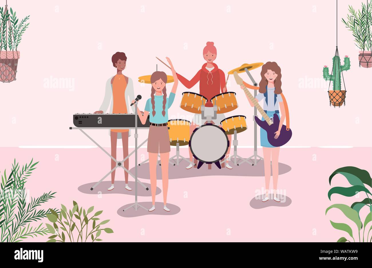 group of women playing instruments characters Stock Vector Image & Art ...