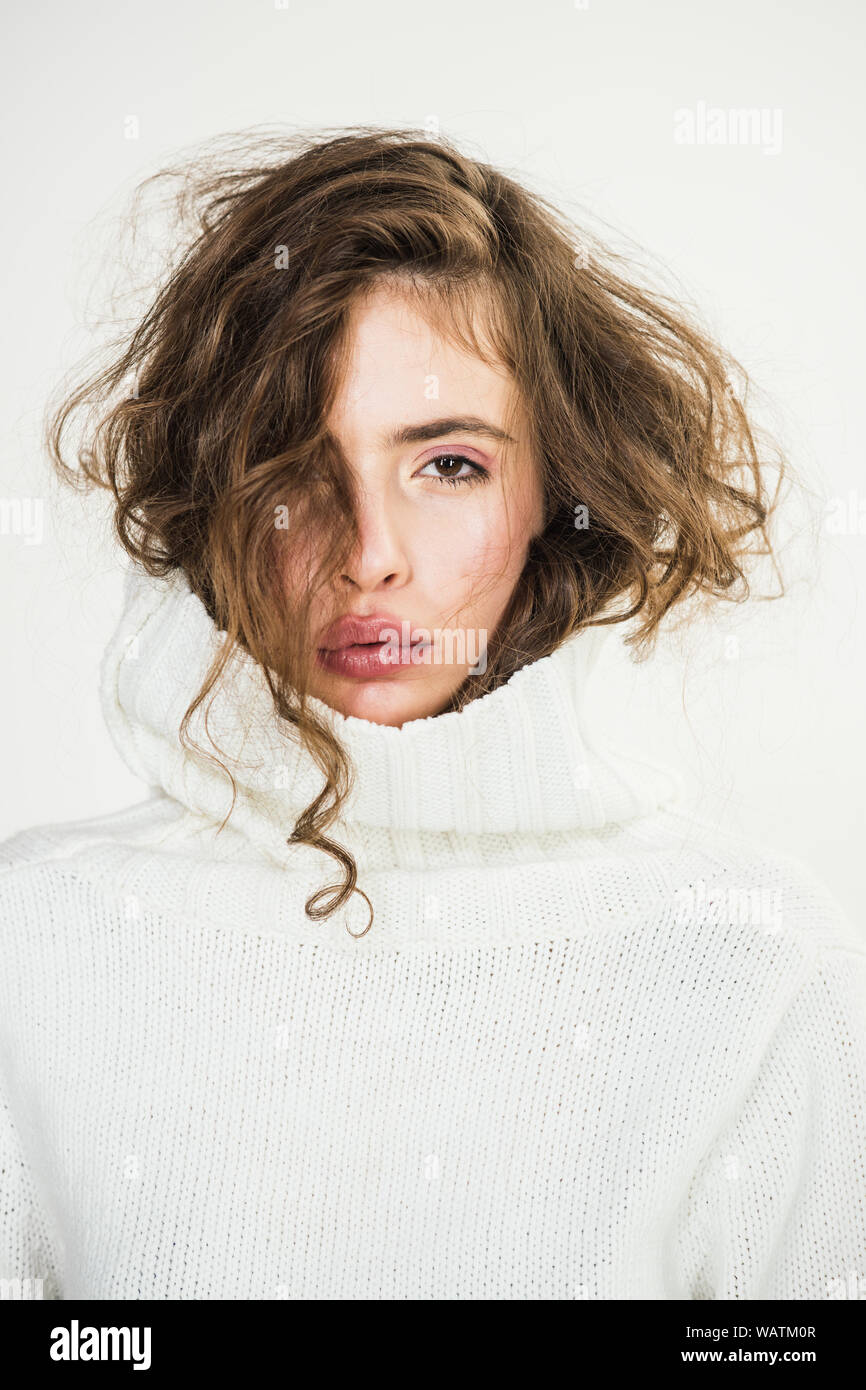 Makeup for model with soft skin. Beauty and hairdresser. Fashion look ...