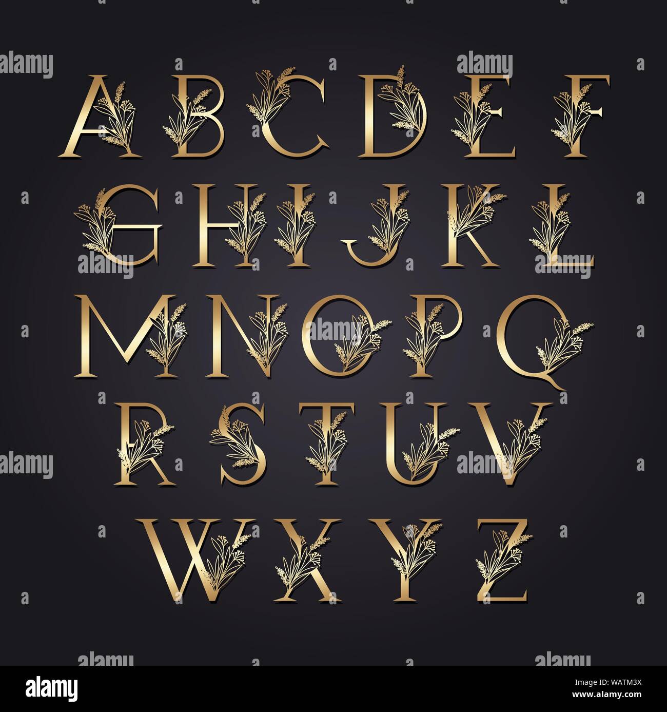 Gold leaf letters Stock Vector Images - Alamy