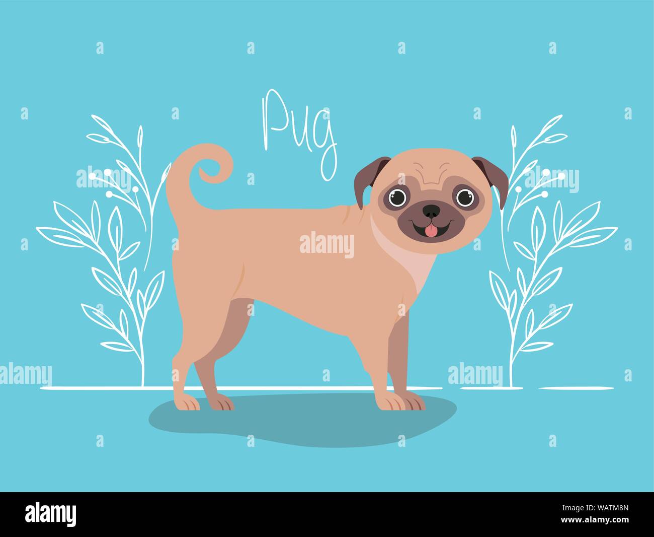 cute dog pug pet character Stock Vector Image & Art - Alamy