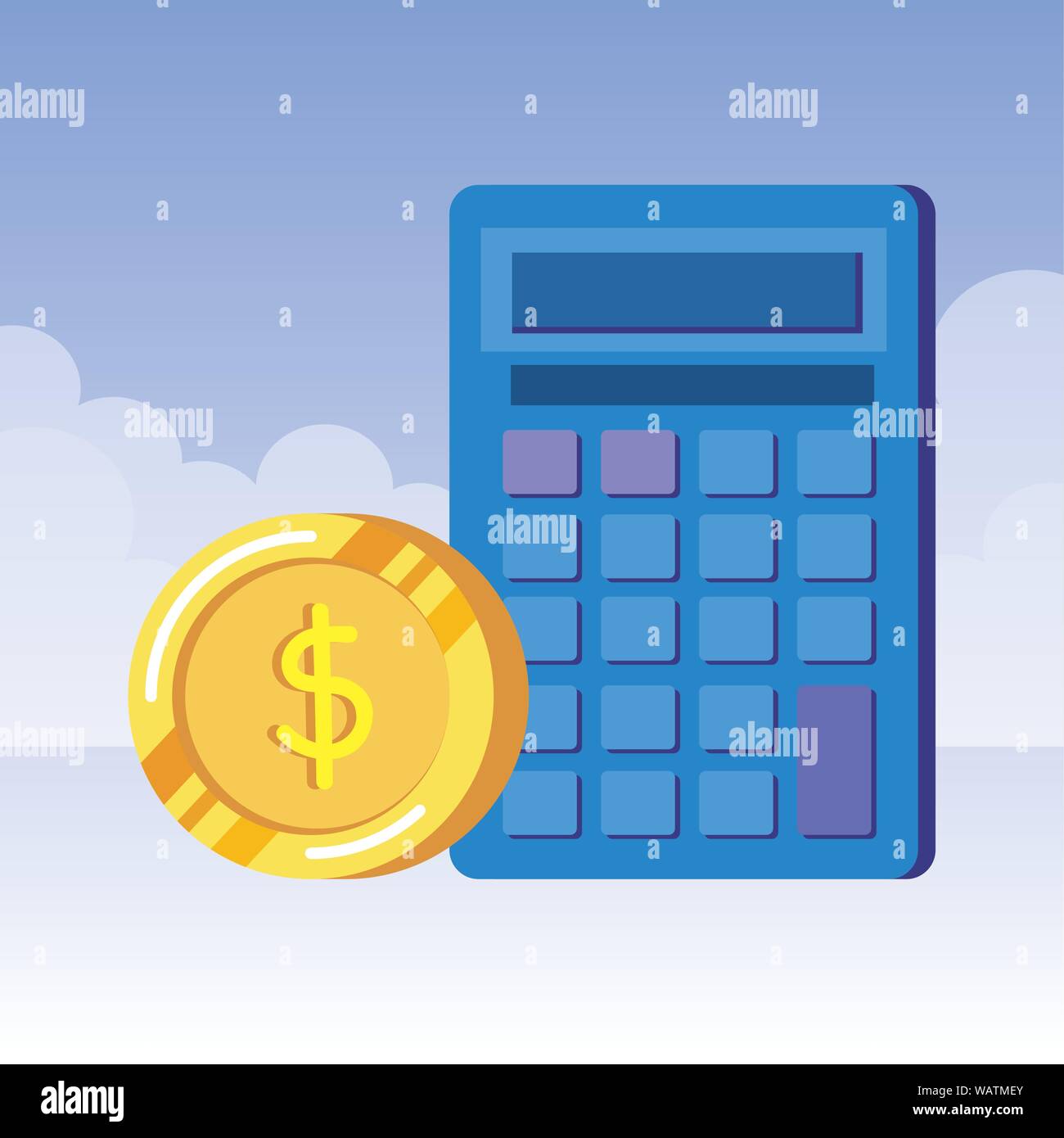 calculator math with coins money Stock Vector Image & Art - Alamy
