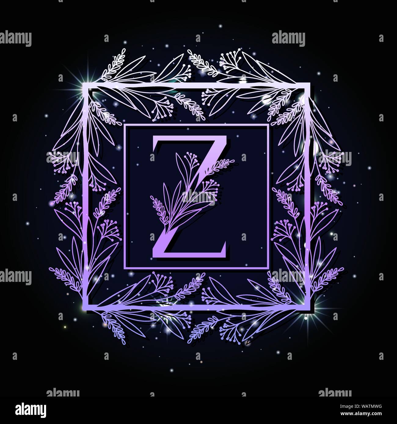 letter Z in square frame with leafs Stock Vector Image & Art - Alamy