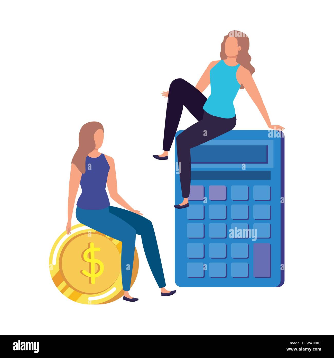 young women with calculator characters Stock Vector Image & Art - Alamy