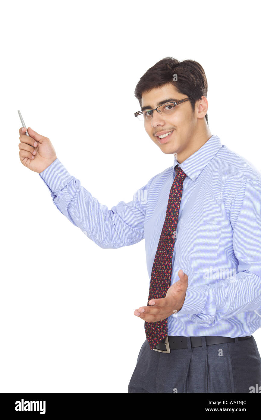 Businessman giving presentation Stock Photo - Alamy