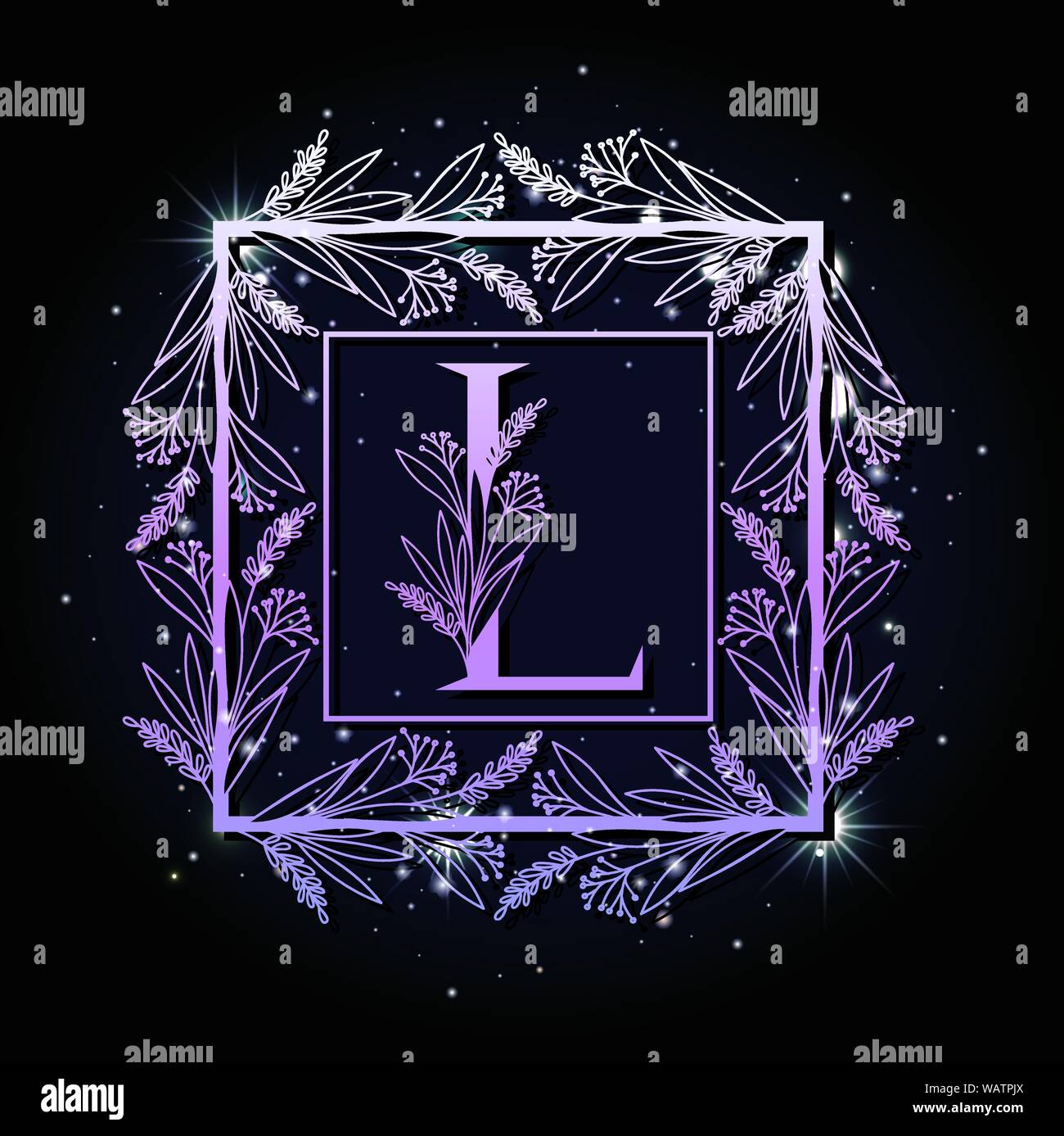letter L in square frame with leafs Stock Vector Image & Art - Alamy