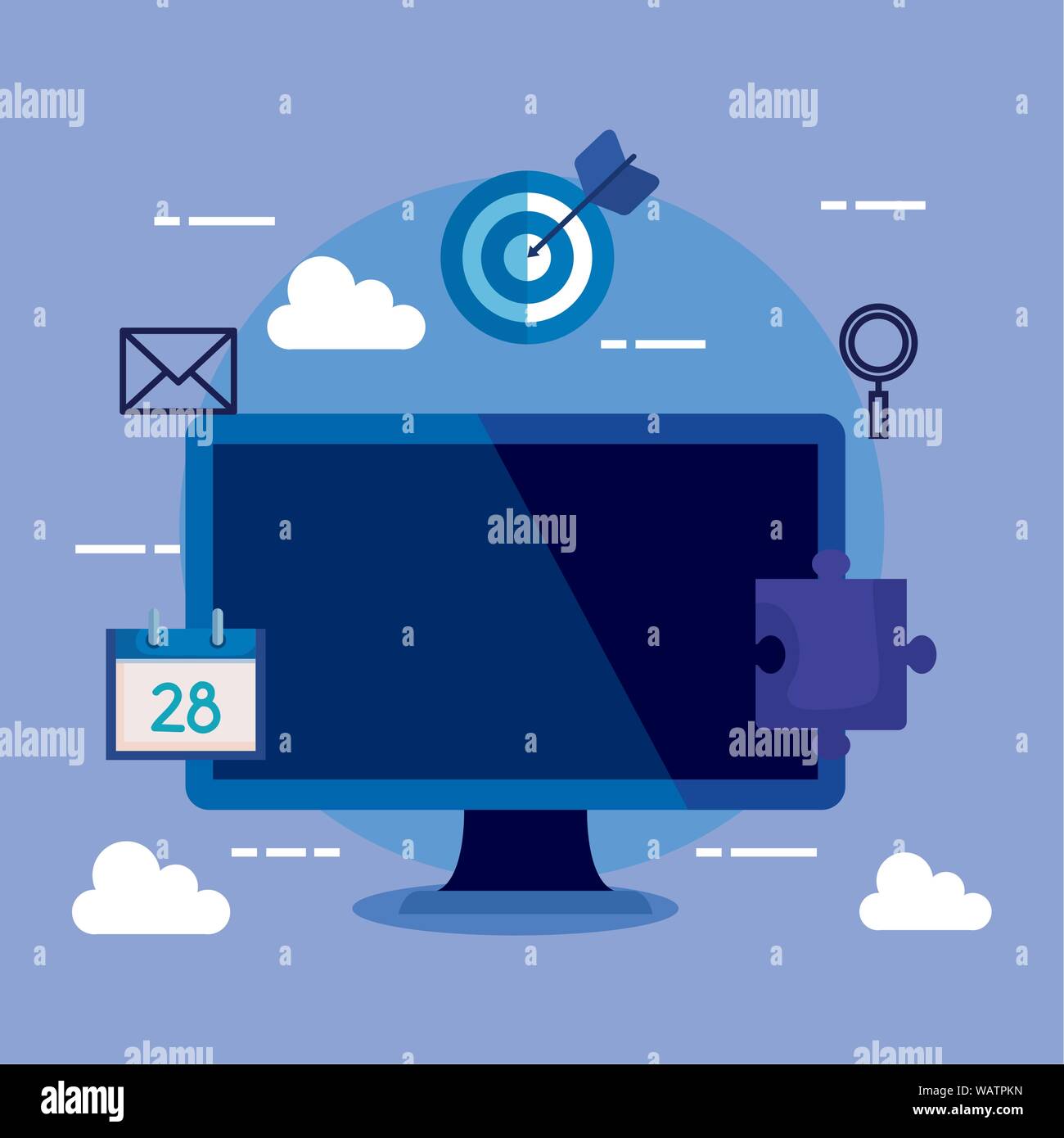computer technology with icons business strategy Stock Vector Image ...