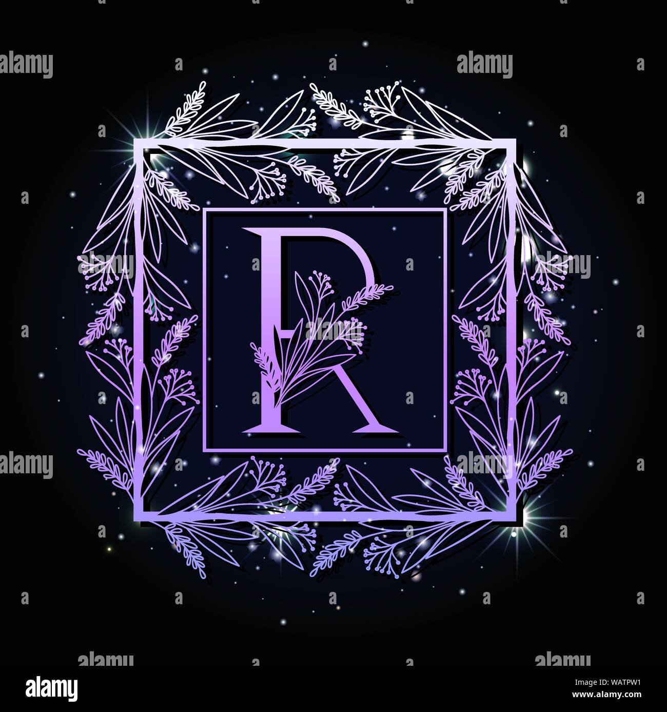 letter R in square frame with leafs Stock Vector Image & Art - Alamy