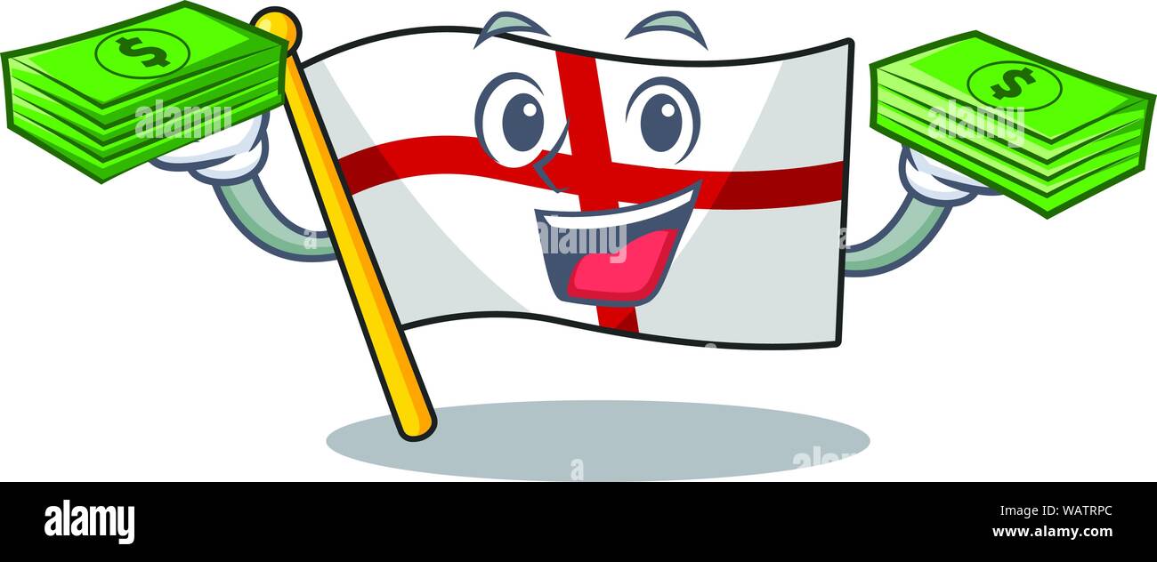 With money bag england flag folded above cartoon table Stock Vector ...