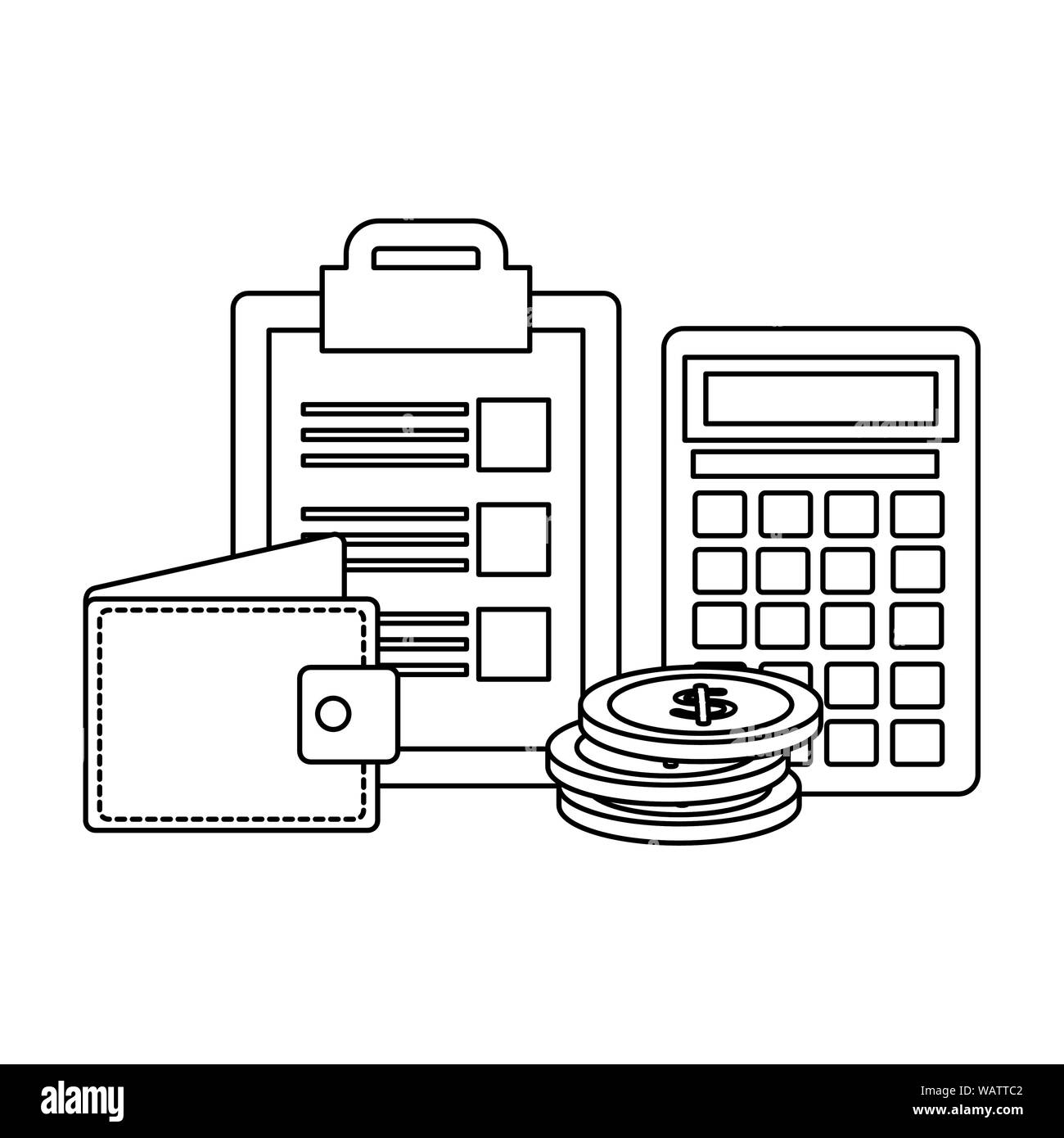 Wallet money calculator notebook Stock Vector Images - Alamy