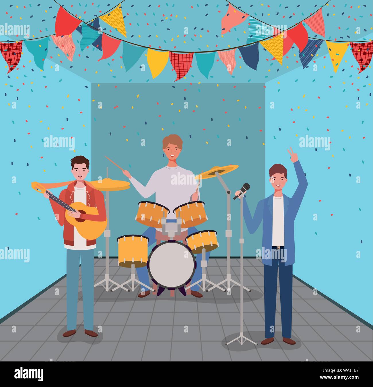 Men playing instruments Stock Vector Images - Alamy