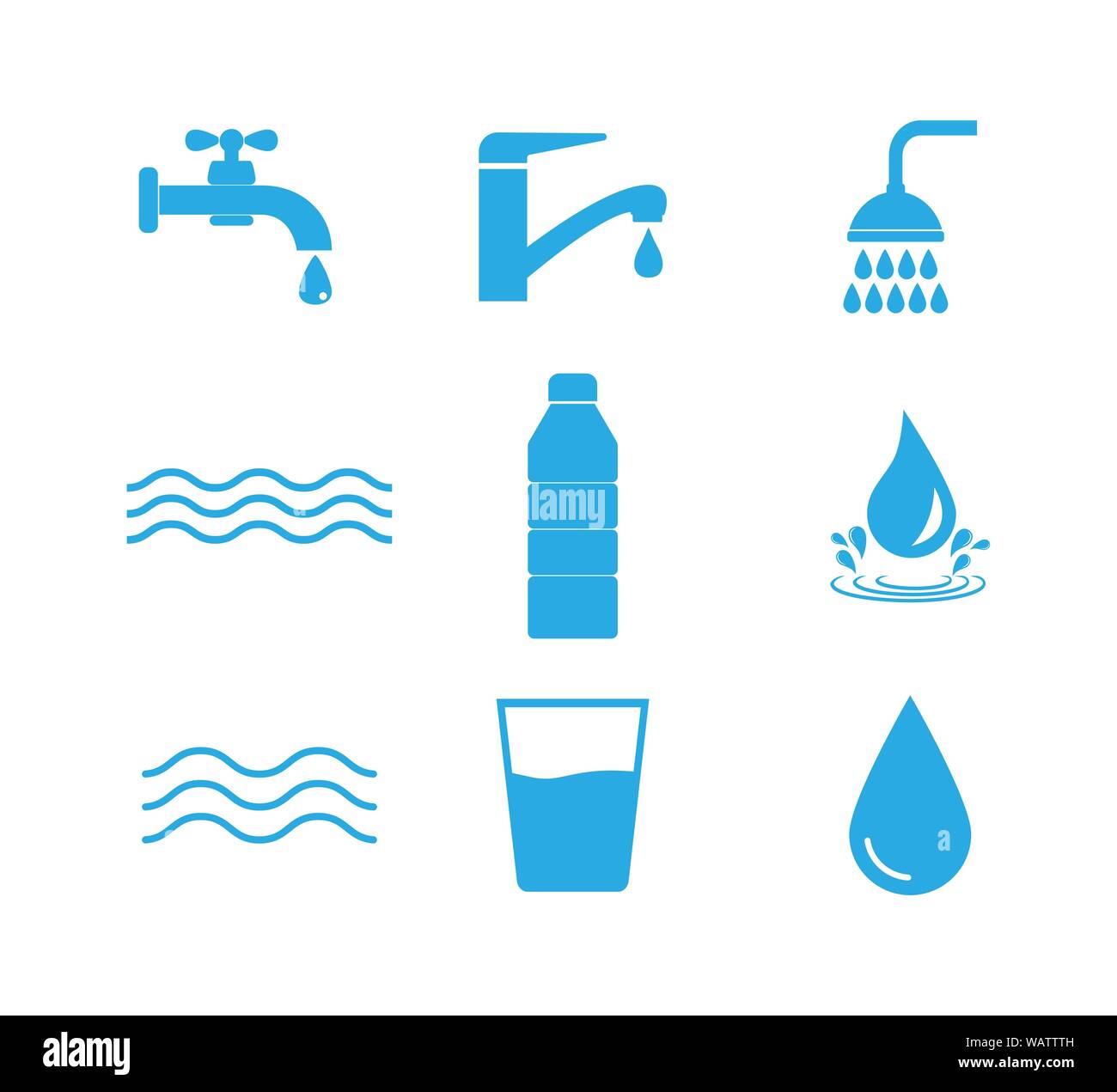 Water icon set. Vector illustration, flat design Stock Vector Image ...