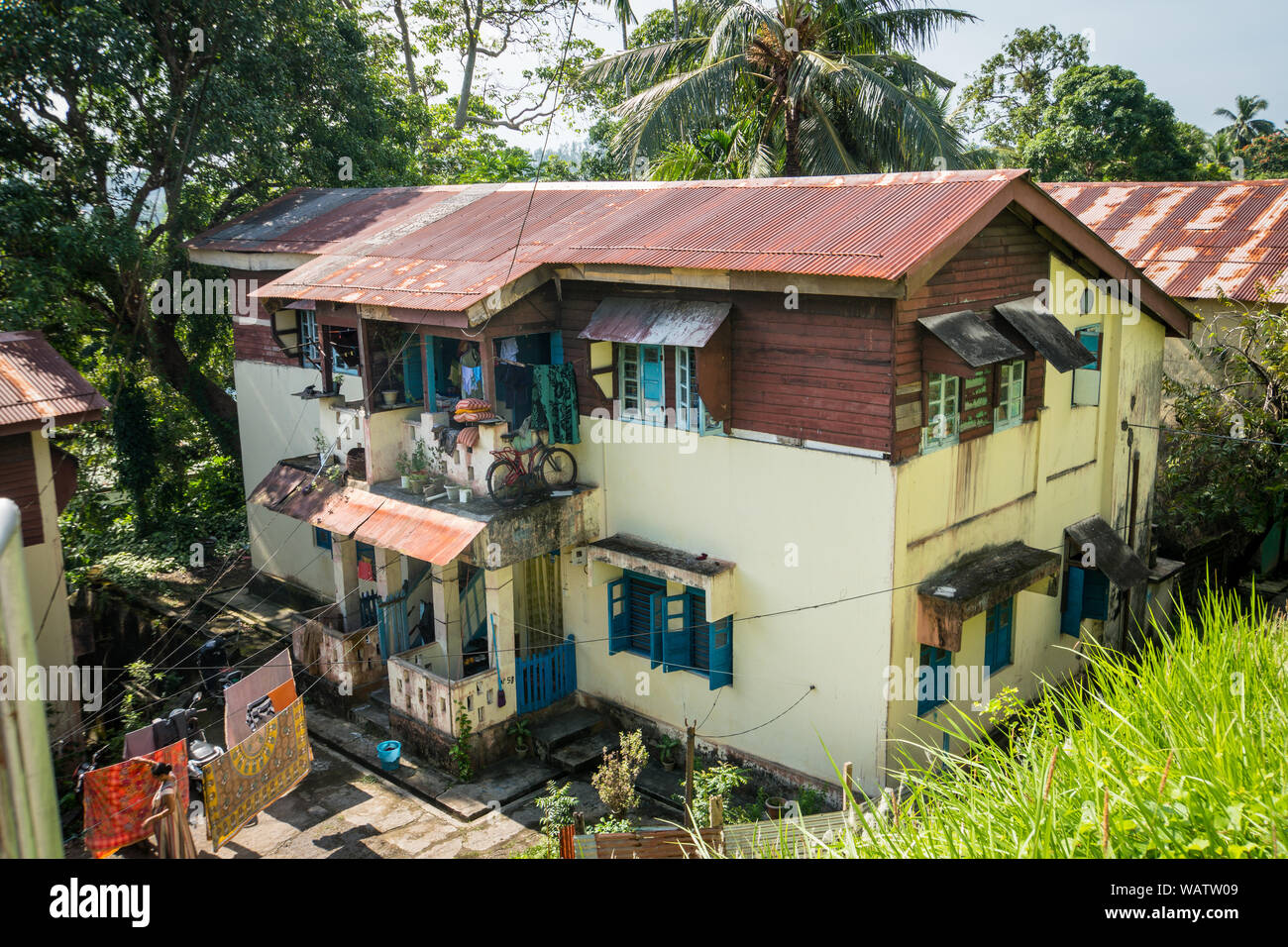 Old two-storey peasant house. Old two-storey house in port Blair ...