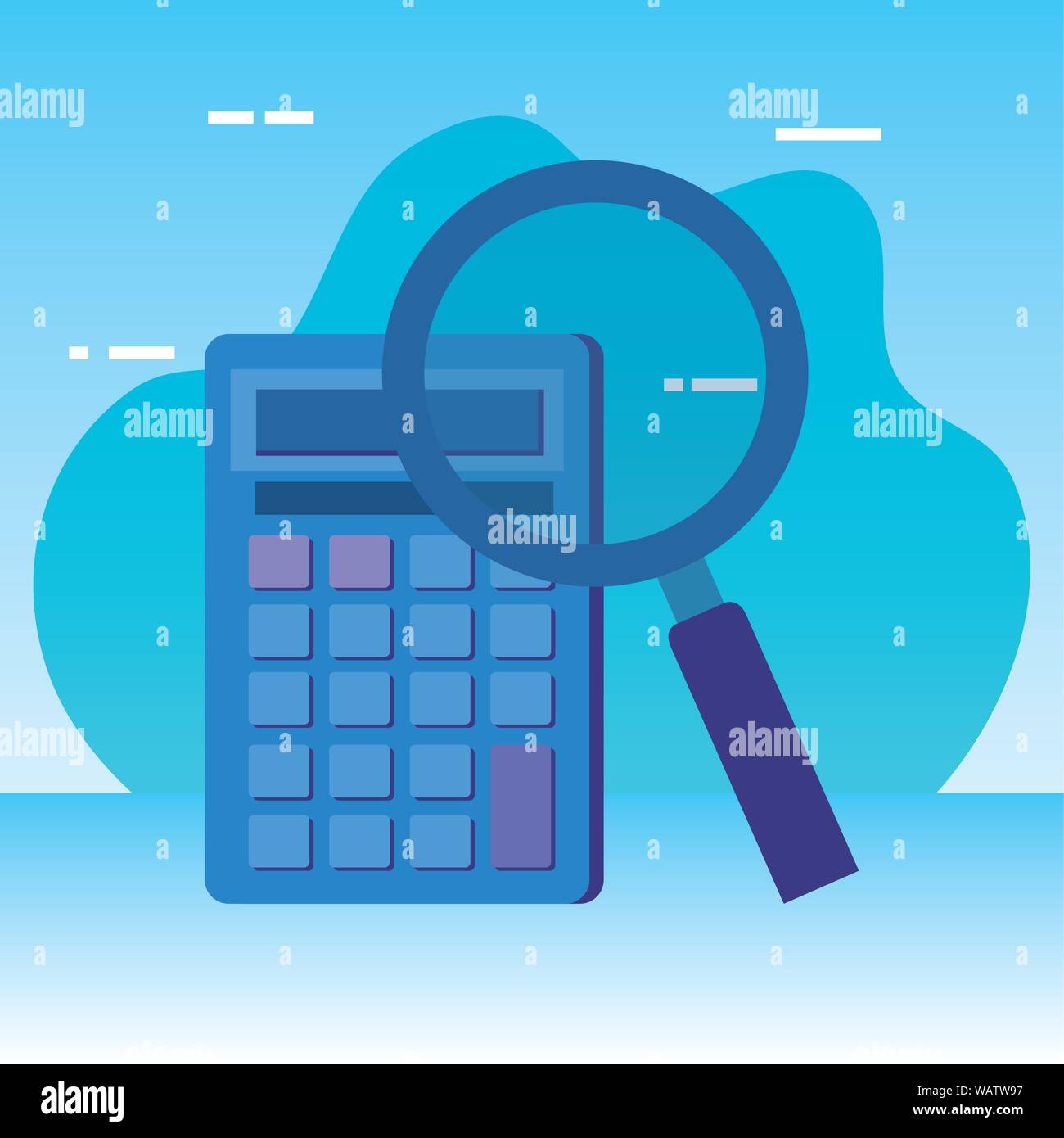 calculator math with magnifying glass Stock Vector Image & Art - Alamy
