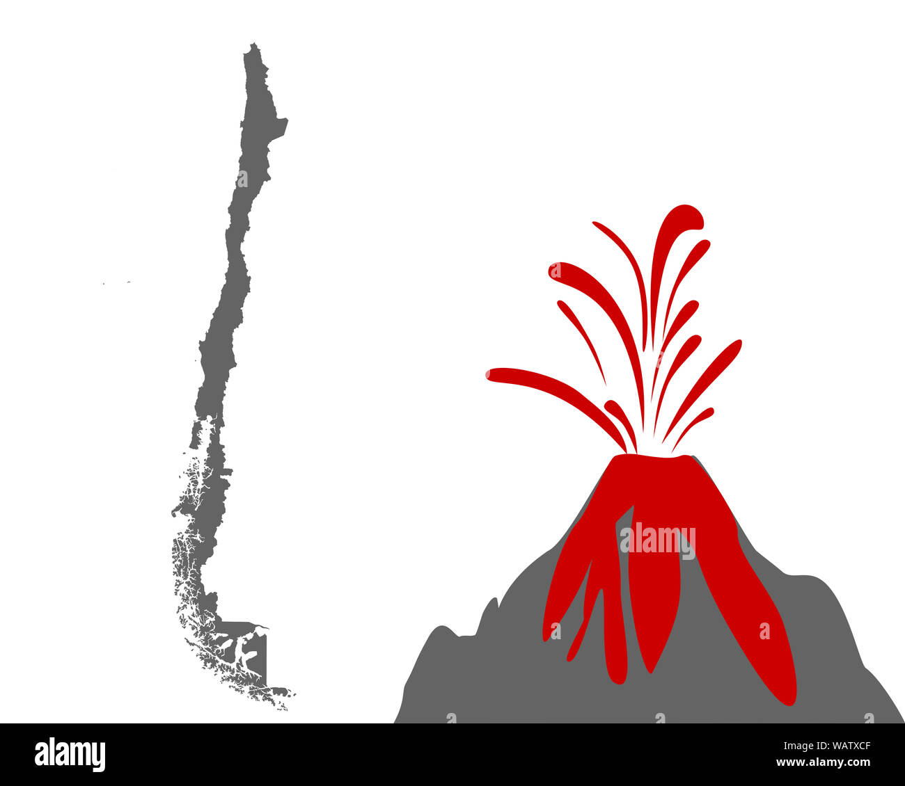 Map of Chile with volcano Stock Photo - Alamy
