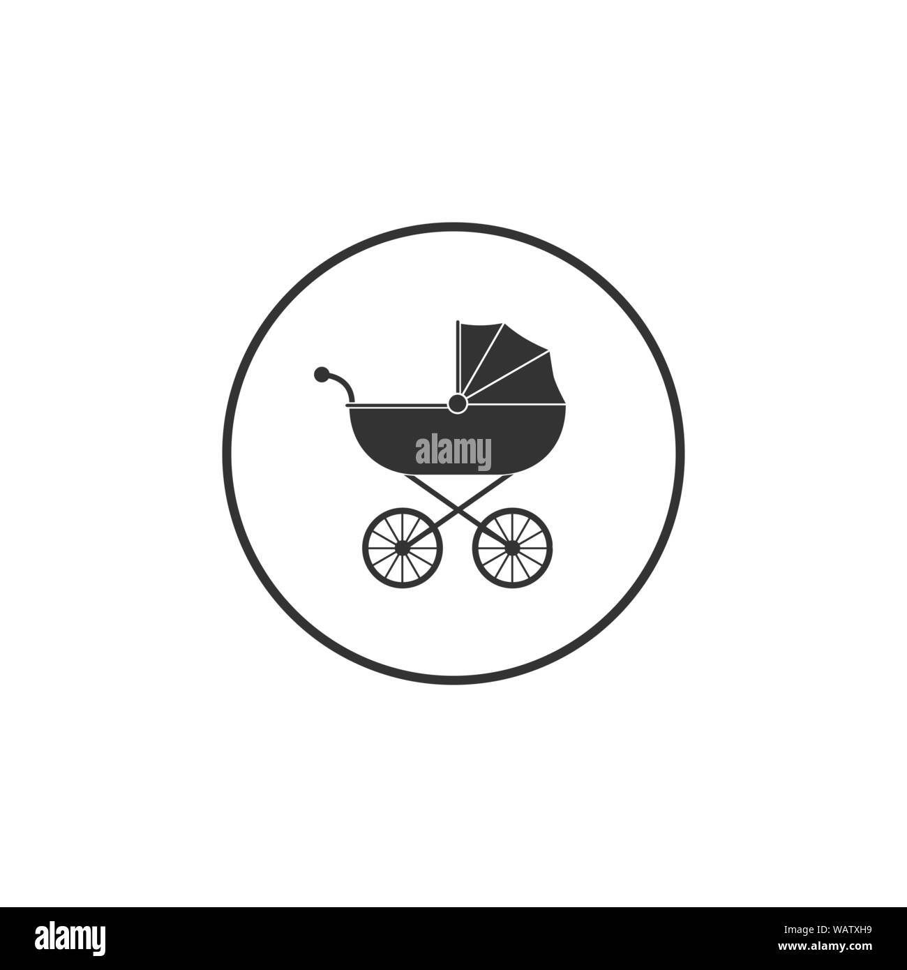 Vector illustration, flat design. Baby, carriage, buggy pram stroller ...