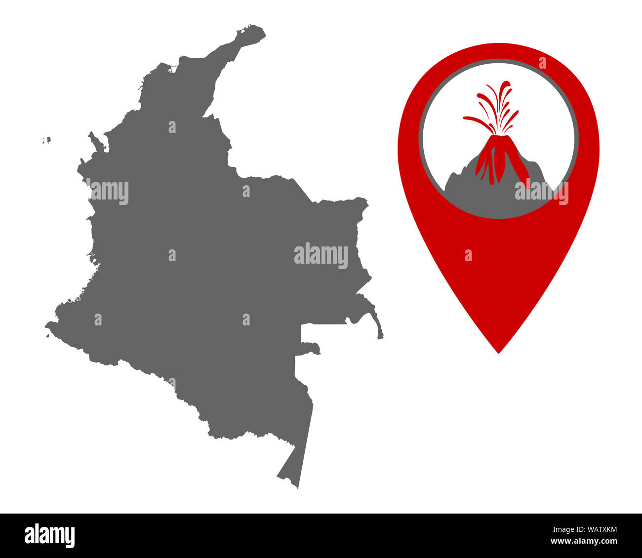 Map of Colombia with volcano locator Stock Photo - Alamy