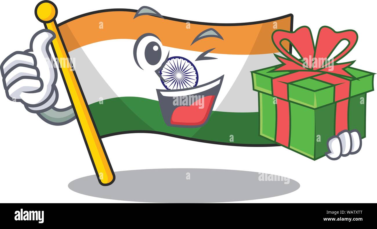 With gift flag indian isolated in the character Stock Vector Image ...