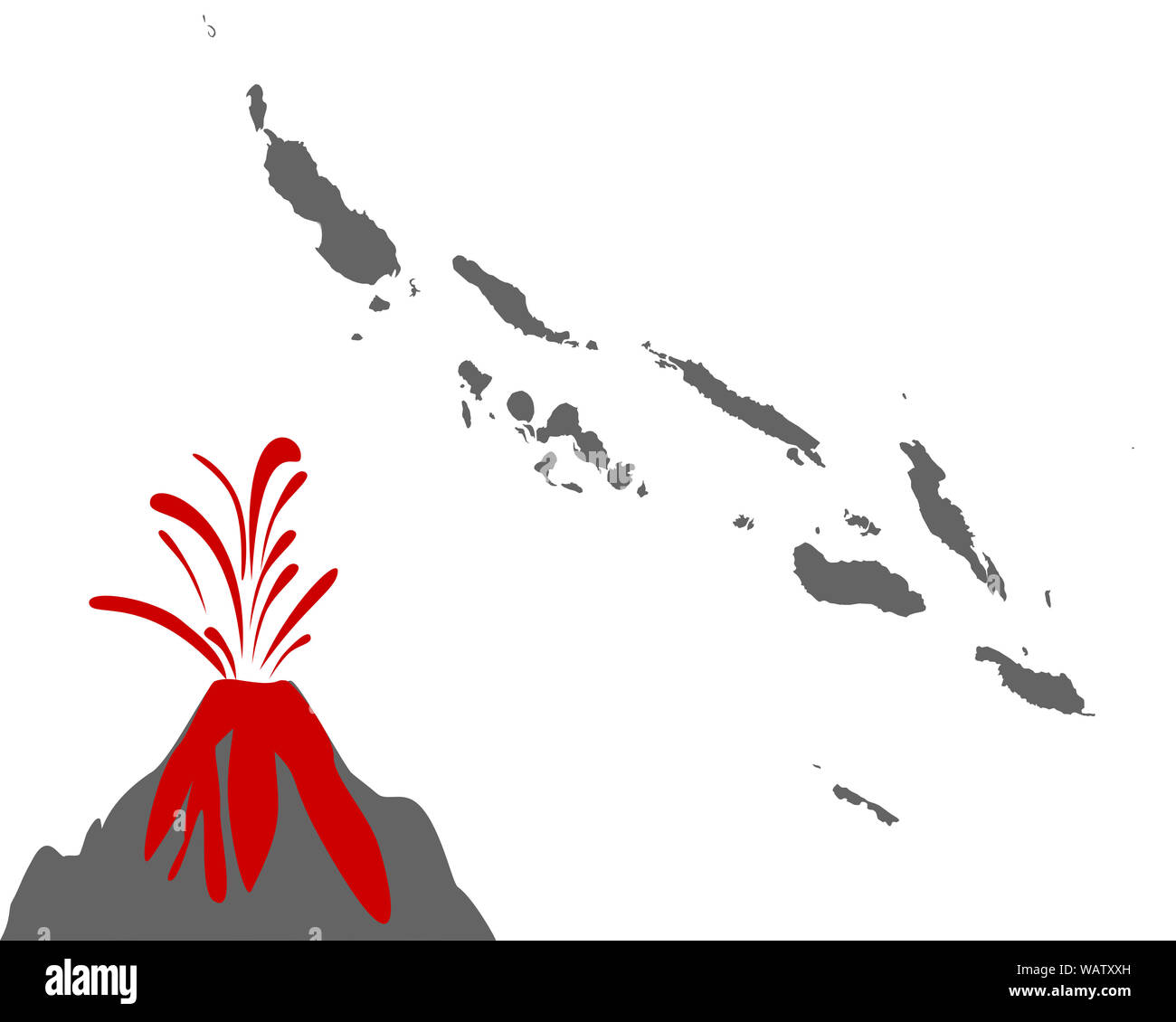 Map of the Solomon Islands with volcano Stock Photo - Alamy