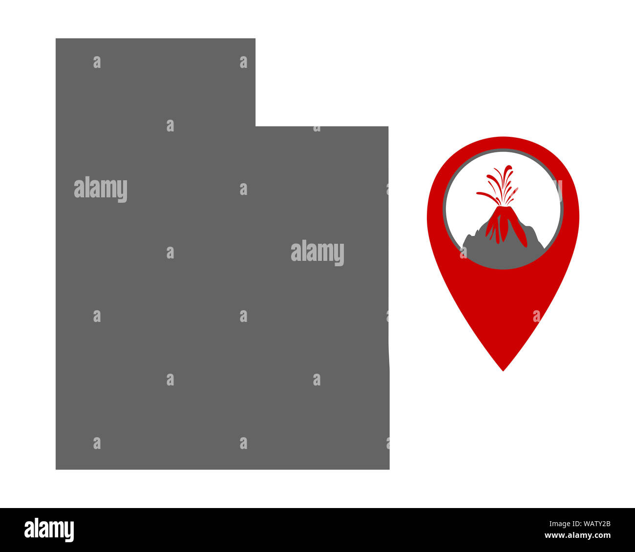 Map of Utah with volcano locator Stock Photo - Alamy