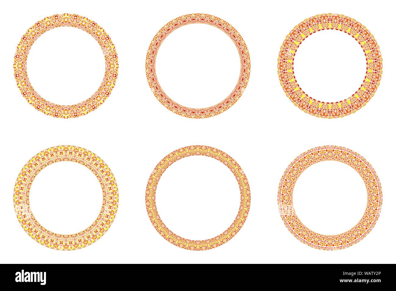Geometrical floral circle set - round circular vector design elements ...