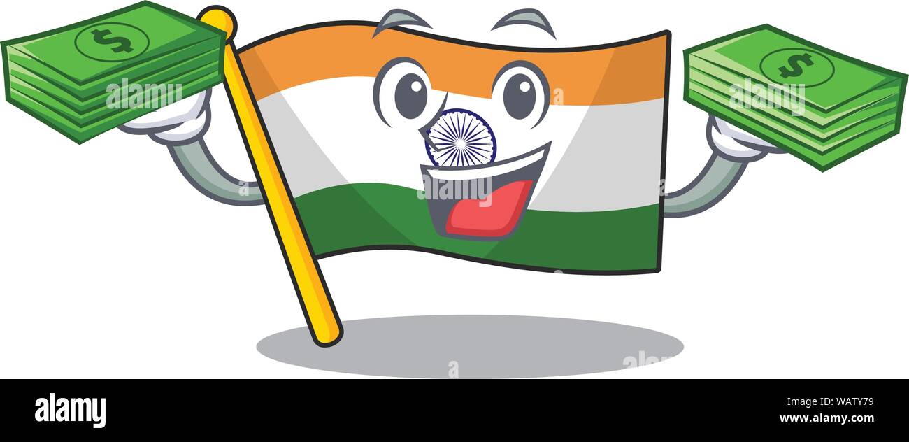 With money bag flag indian isolated in the character Stock Vector Image ...