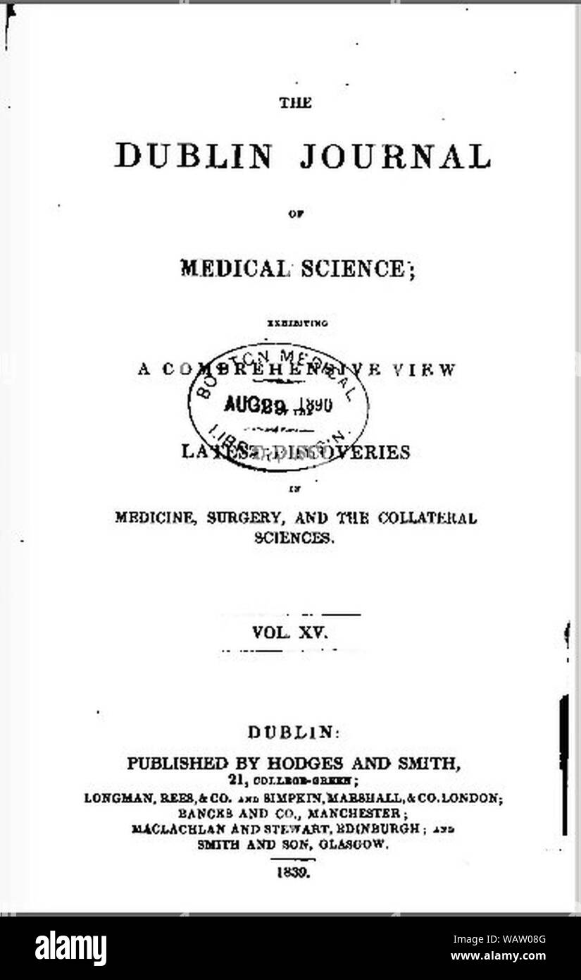 Dublin Journal of Med Science Jan 1839 Stock Photo - Alamy