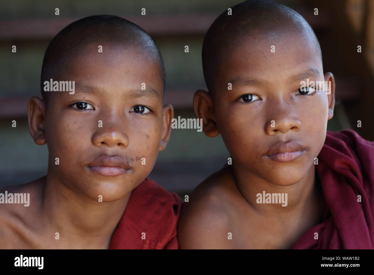 Buddhist novices in a monastery hi-res stock photography and images - Alamy