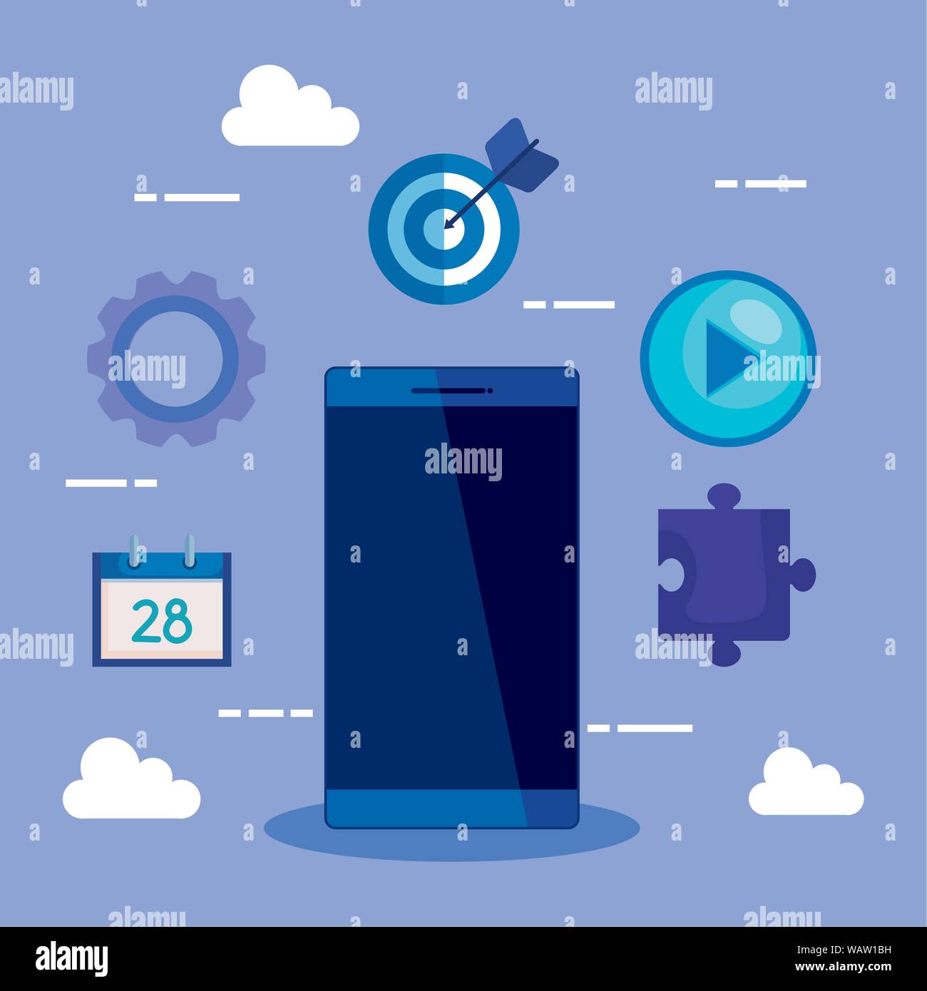 smartphone technology with calendar and target with arrow Stock Vector ...