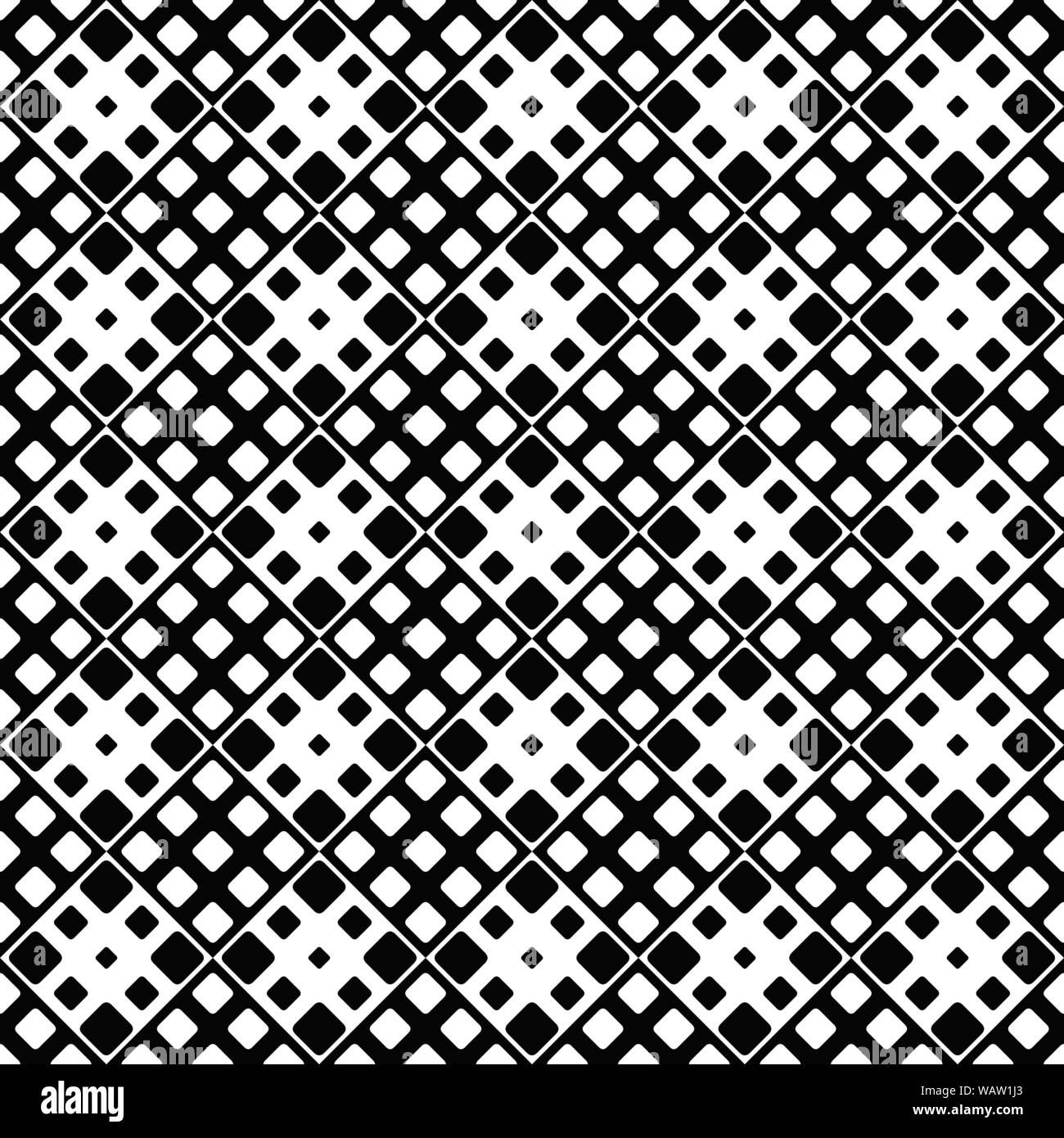 Geometrical seamless square pattern background - abstract black and white vector graphic design ...