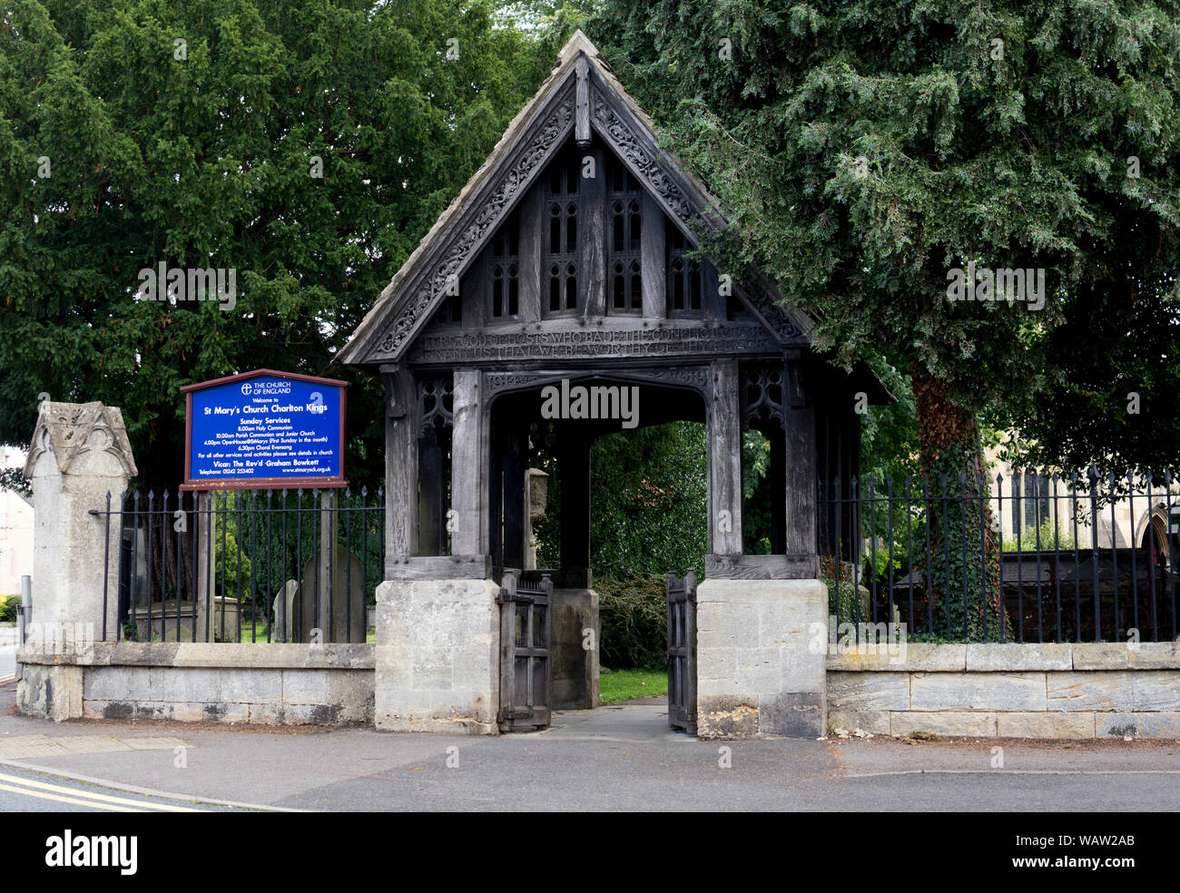 The lychgate, St Mary`s Church, Charlton Kings, Gloucestershire ...