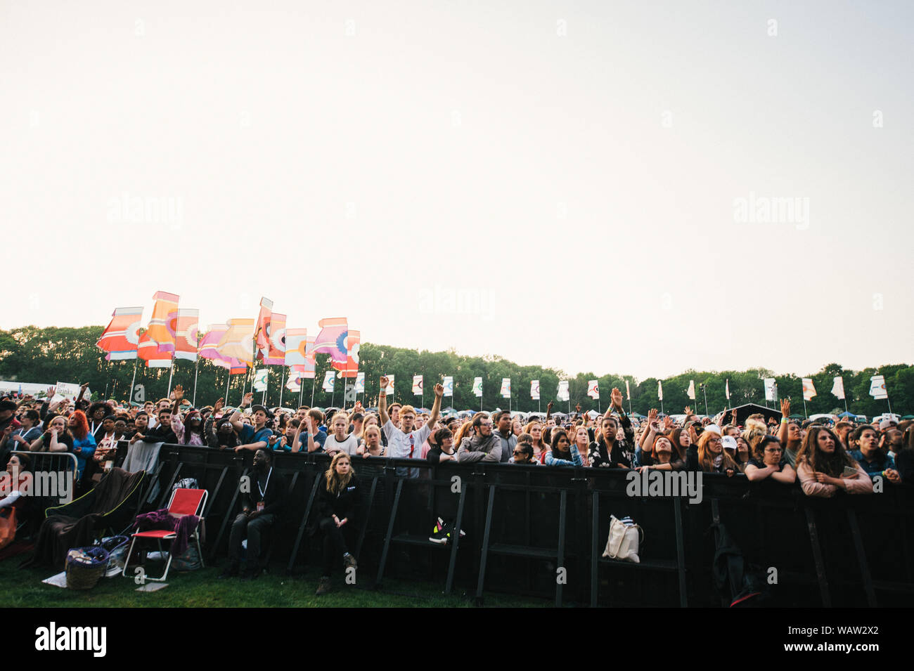 outdoor music festival with a crowd of people Stock Photo - Alamy