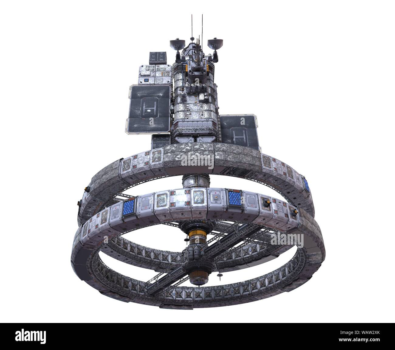 3D Illustration Future Space Station Isolated on White Background Stock ...