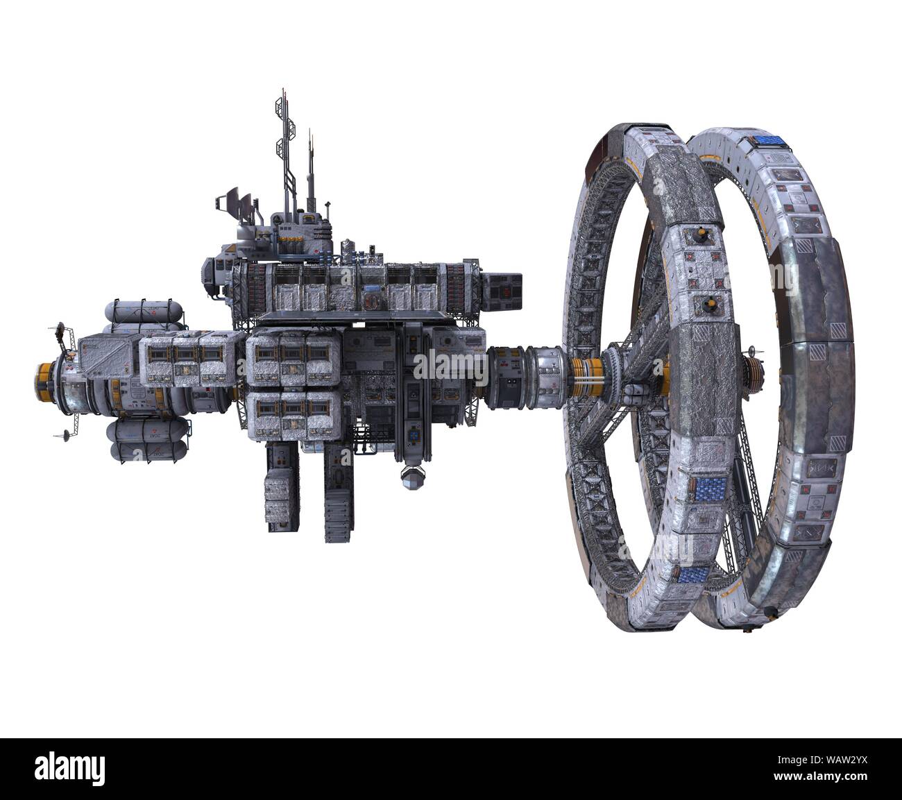 3D Illustration Future Space Station Isolated on White Background Stock ...