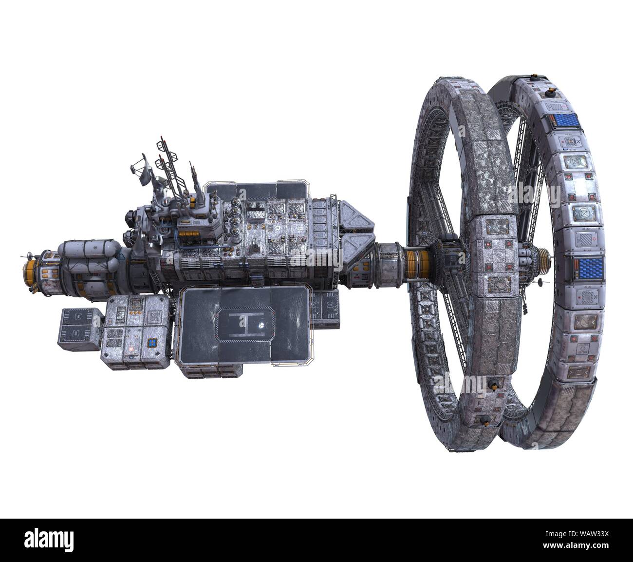 3D Illustration Future Space Station Isolated on White Background Stock ...