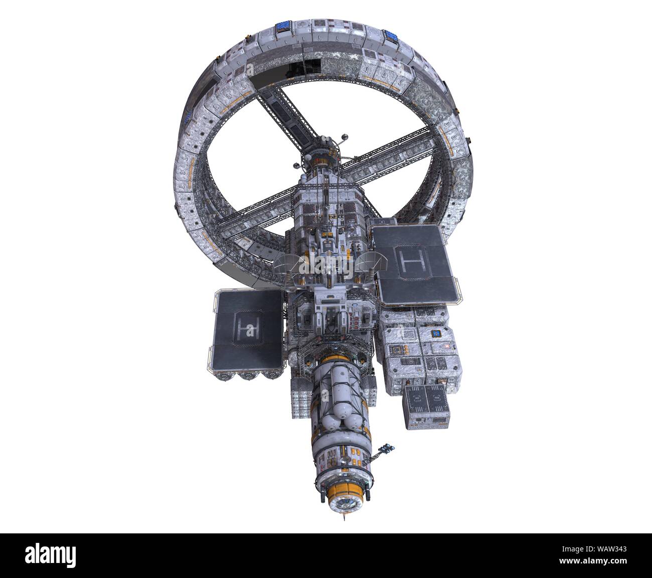 3D Illustration Future Space Station Isolated on White Background Stock ...