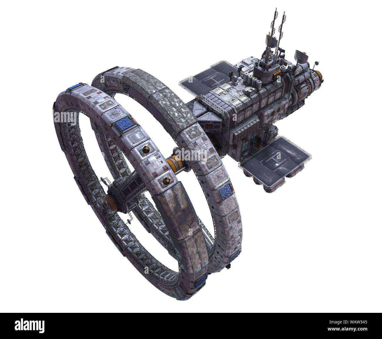 3D Illustration Future Space Station Isolated on White Background Stock ...