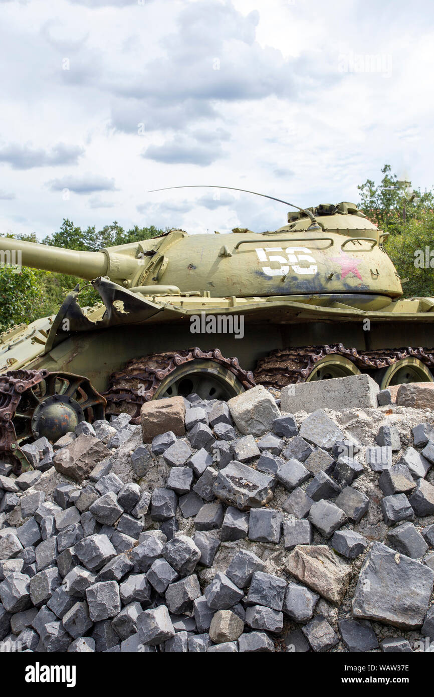 Old russian tank at the Military memorial park in Pakozd, Hungary Stock ...