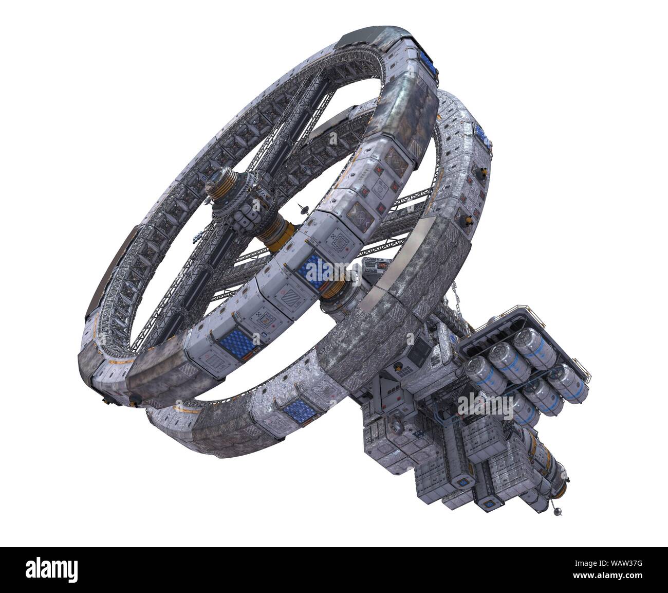 3D Illustration Future Space Station Isolated on White Background Stock ...