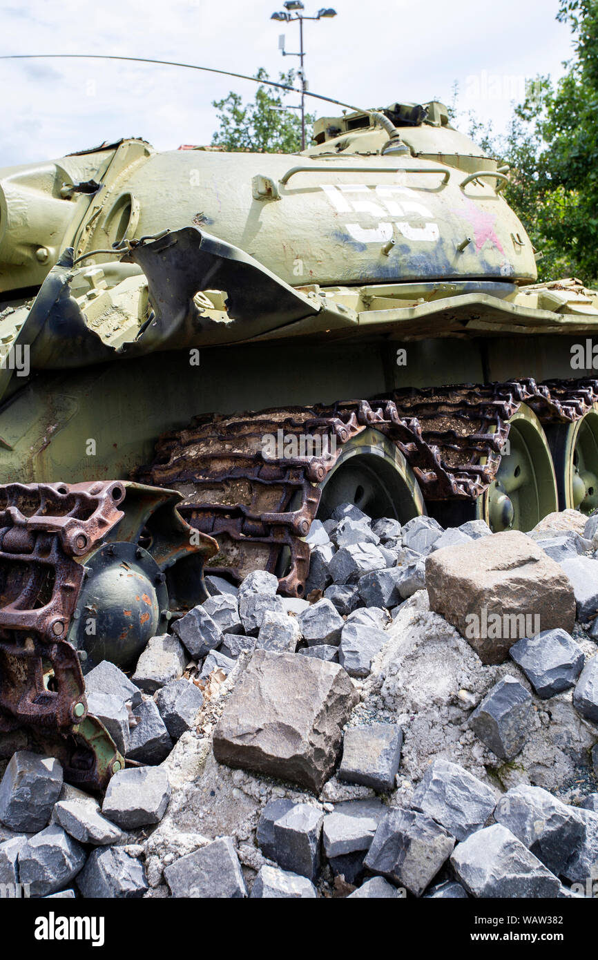 Old russian tank at the Military memorial park in Pakozd, Hungary Stock ...