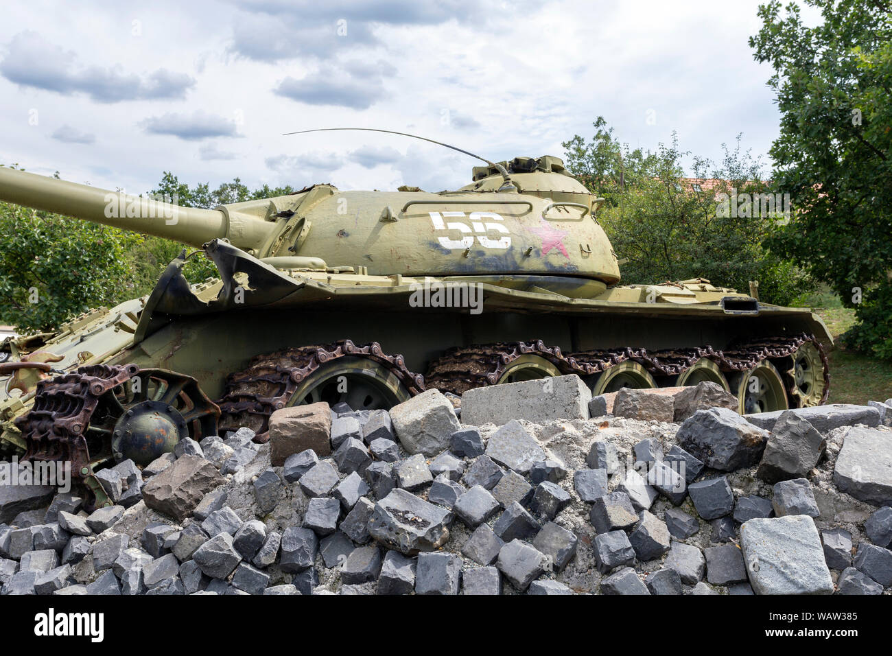 Old russian tank at the Military memorial park in Pakozd, Hungary Stock ...