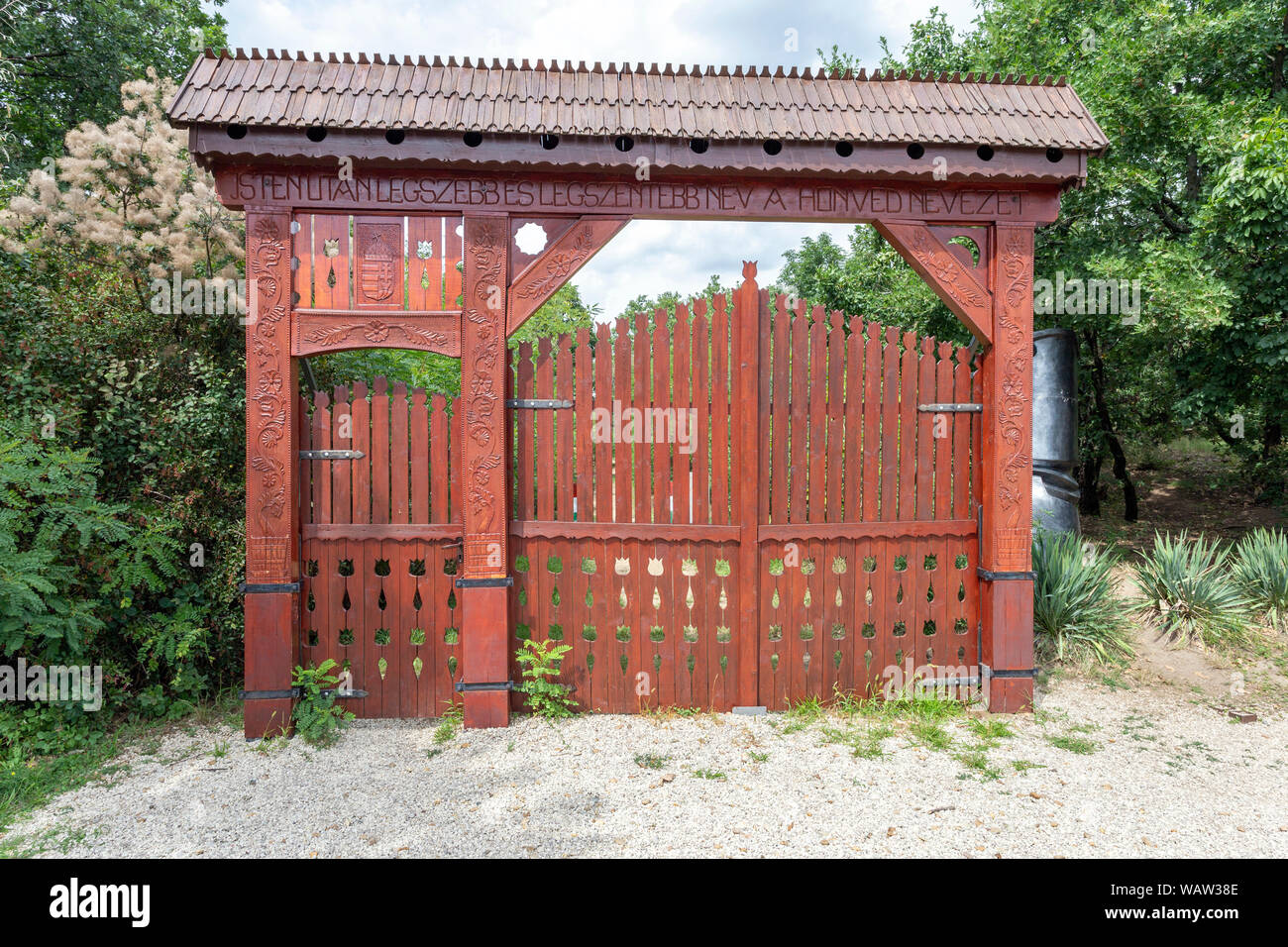 Szekely gate at the Military memorial park in Pakozd, Hungary Stock ...