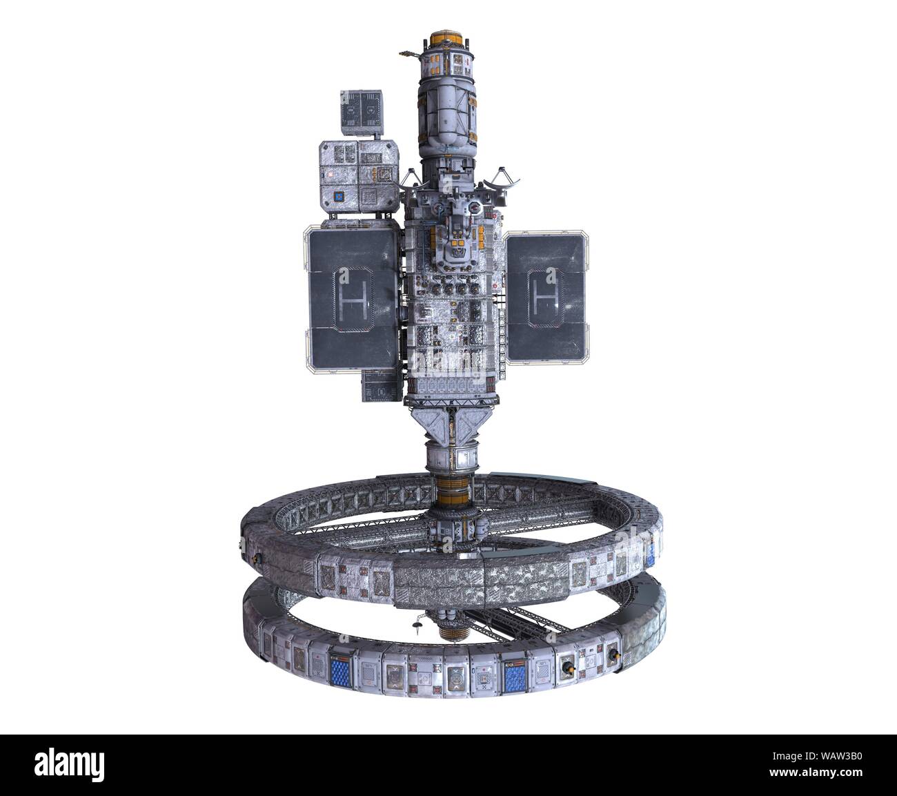 3D Illustration Future Space Station Isolated on White Background Stock ...