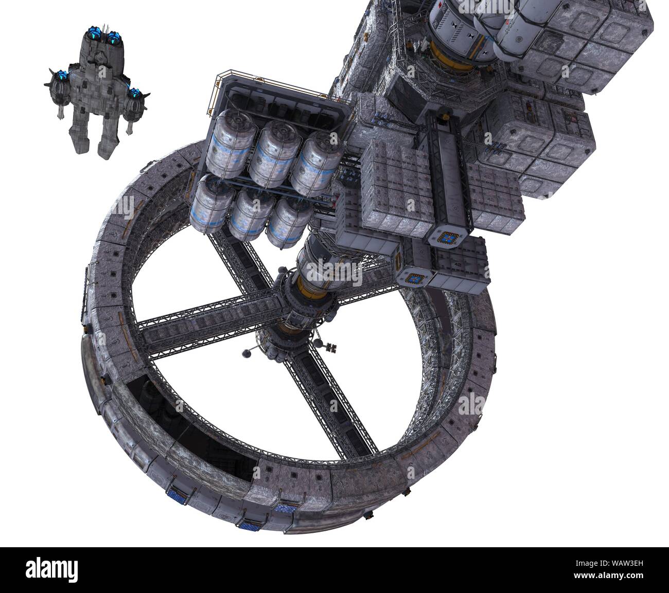 3D Illustration Future Space Station Isolated on White Background Stock ...