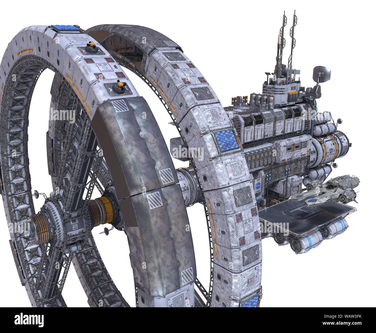 3D Illustration Future Space Station Isolated on White Background Stock ...