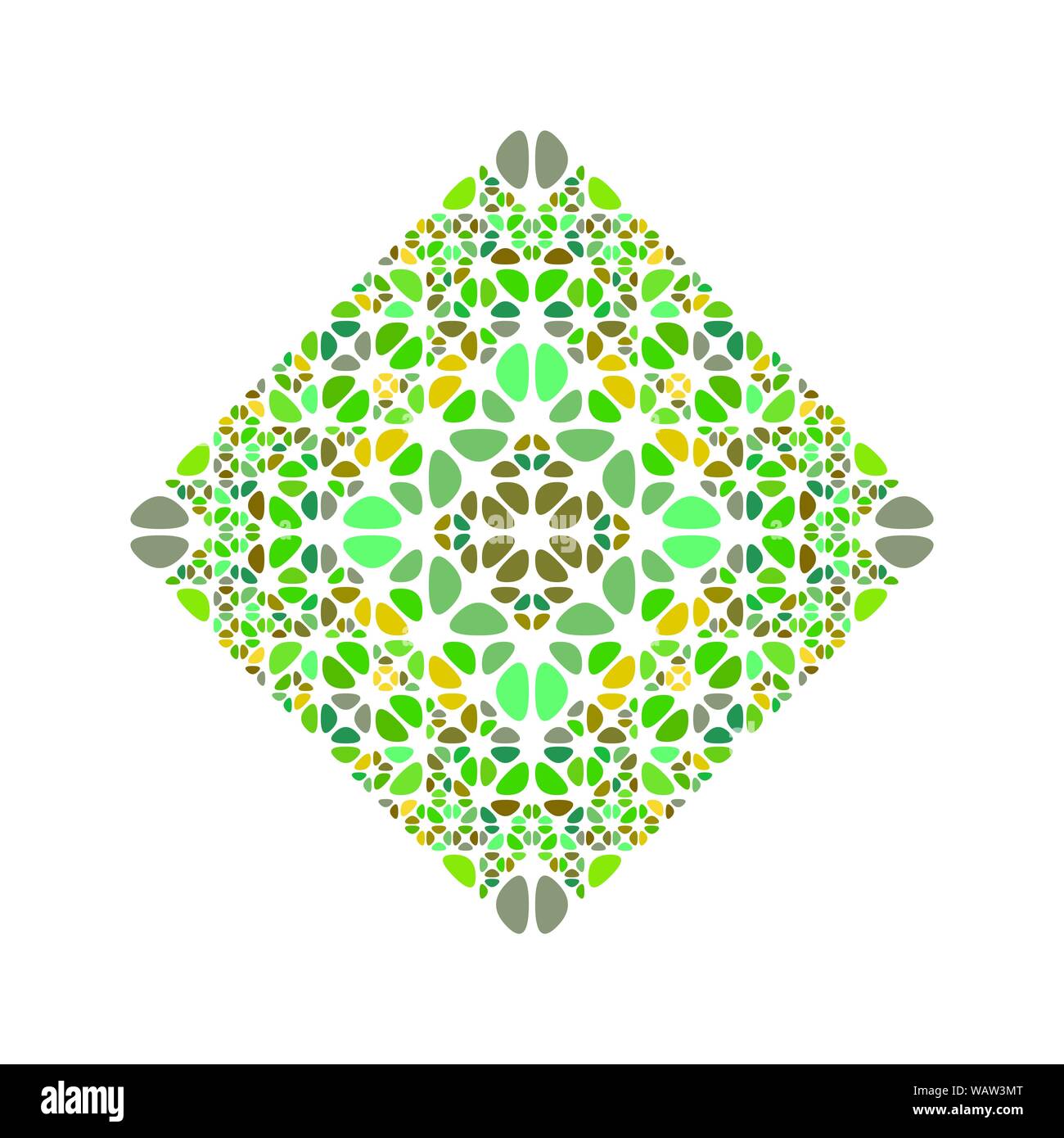 Ornate isolated flower diagonal square symbol - colorful geometric ...