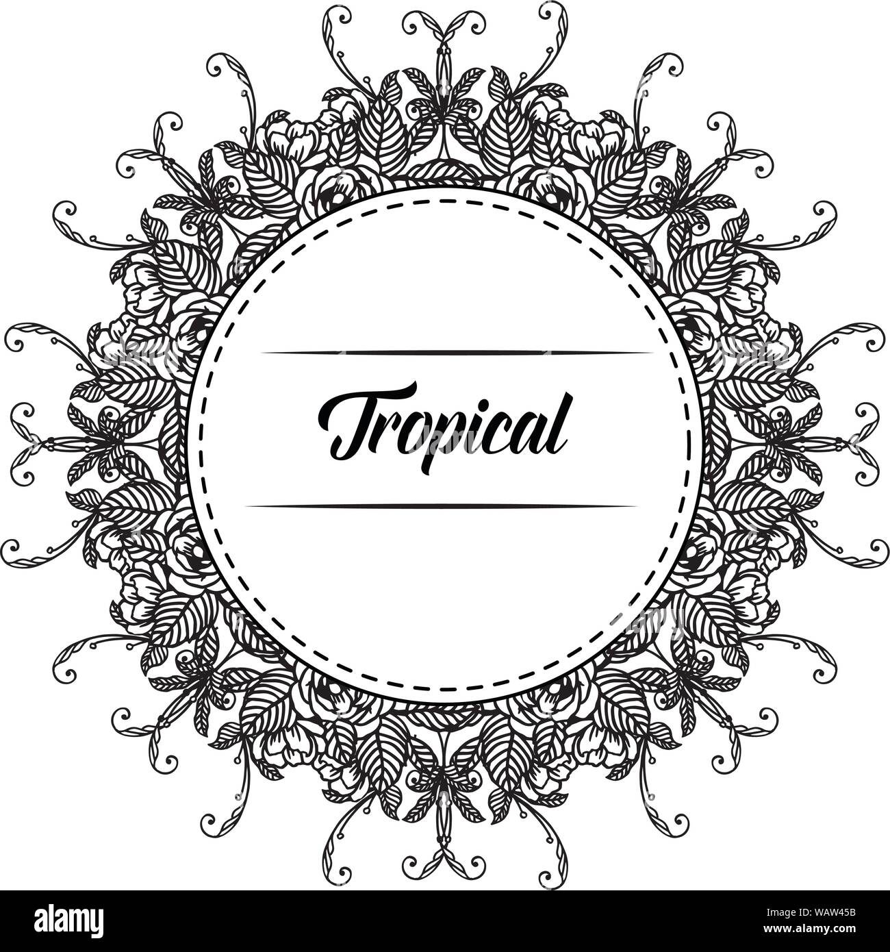Template spring flower frame, design of tropical card. Vector Stock ...