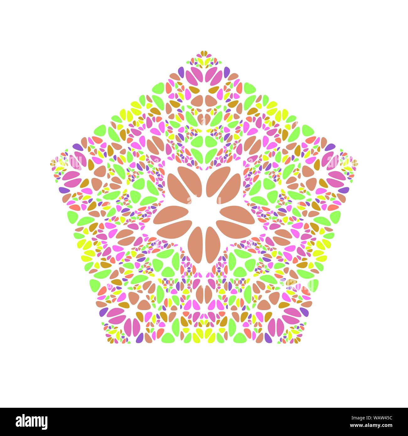 Isolated flower pentagon symbol template - geometrical abstract ...