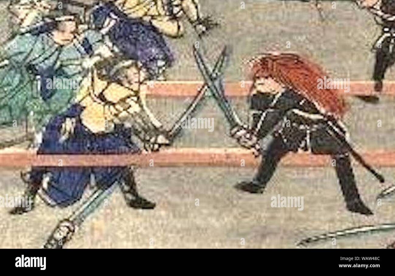 Duel between a Shogitai and Shaguma in the Battle of Ueno Stock Photo ...