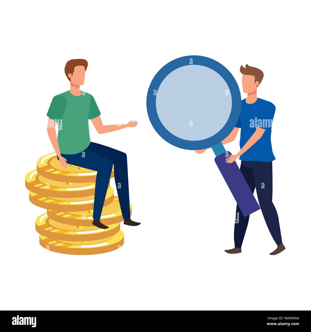 young men with coins dollars characters Stock Vector Image & Art - Alamy